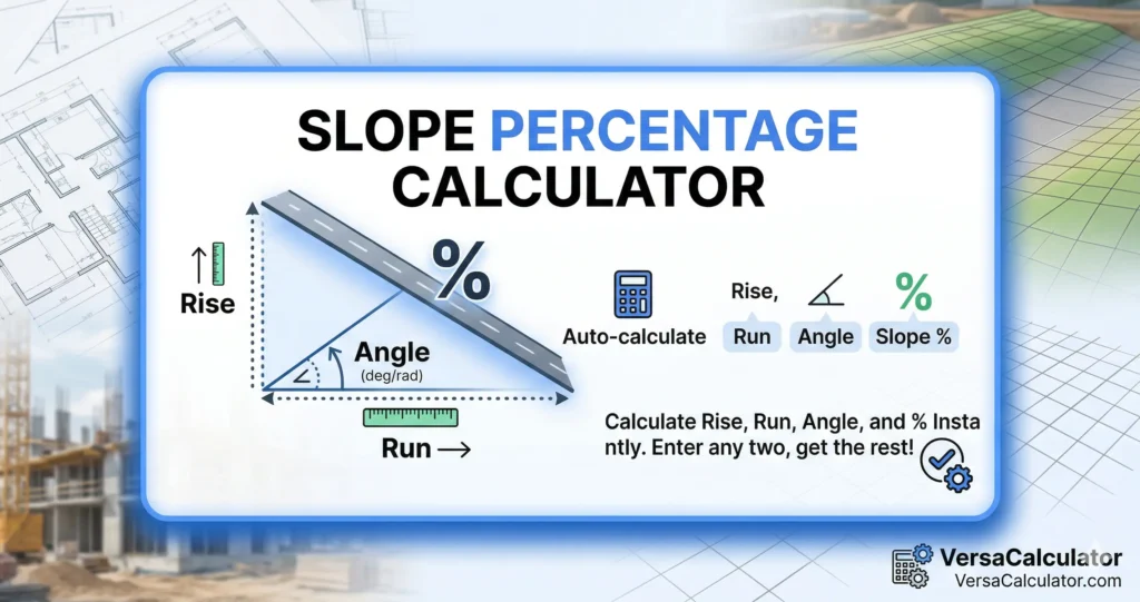 Slope Percentage Calculator: Find Rise, Run & Angle
